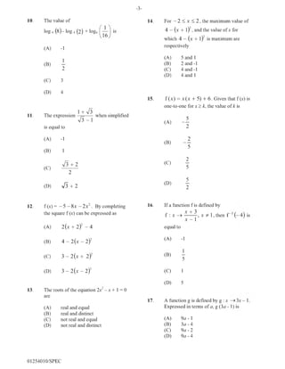 CXC CSEC Syllabus for Additional Mathematics | PDF