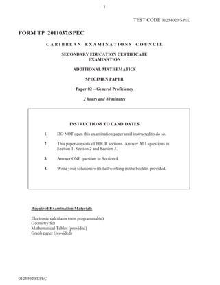 CXC CSEC Syllabus for Additional Mathematics | PDF