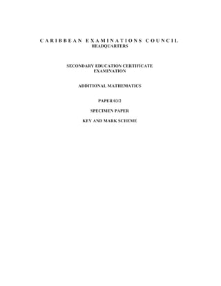 CXC CSEC Syllabus for Additional Mathematics | PDF