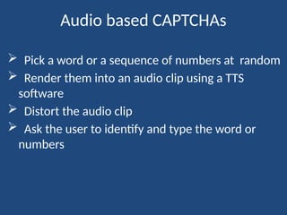 introduction to captcha, its types and how does it works | PPT