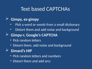 introduction to captcha, its types and how does it works | PPT