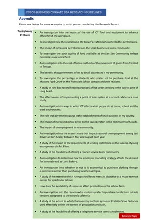 CSEC Business Cognate SBA Research Guidelines | PDF