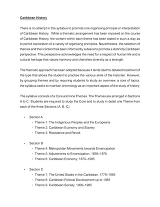 CXC CSEC Syllabus for Caribbean History | PDF