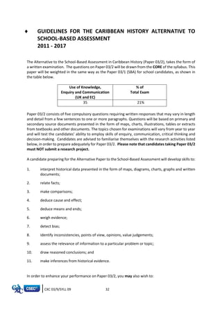CXC CSEC Syllabus for Caribbean History | PDF