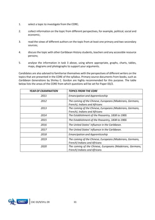 CXC CSEC Syllabus for Caribbean History | PDF