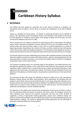 CXC CSEC Syllabus for Caribbean History | PDF