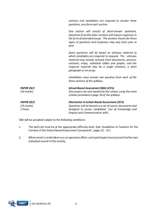 CXC CSEC Syllabus for Caribbean History