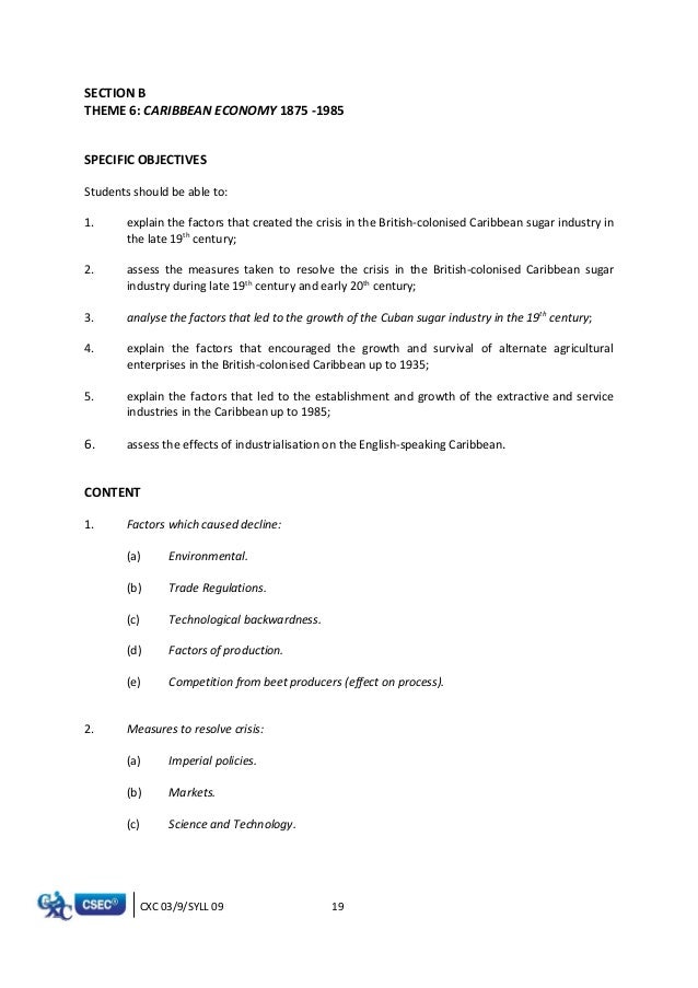 CXC CSEC Syllabus for Caribbean History