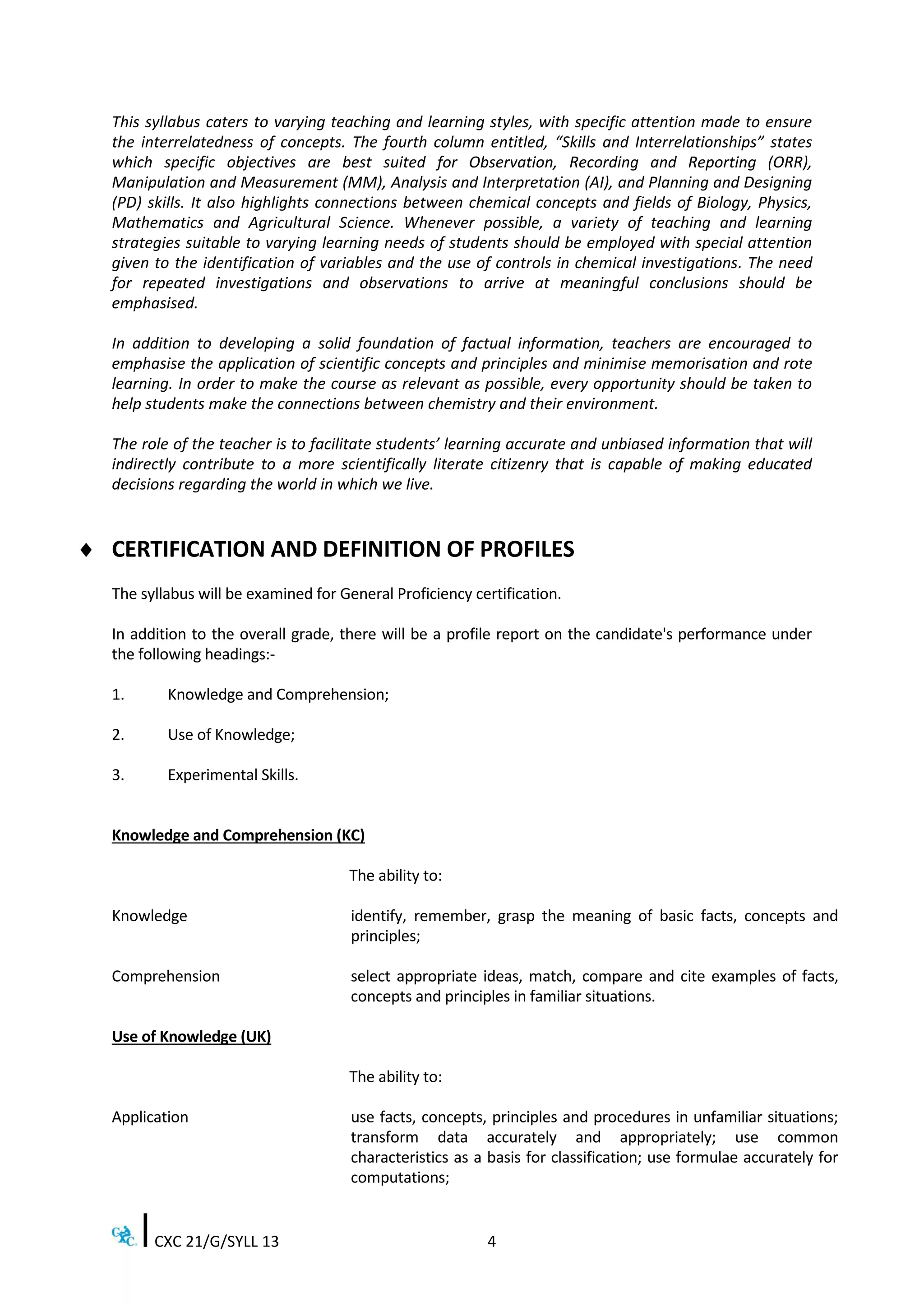 Csec chemistry syllabus 2015 | PDF