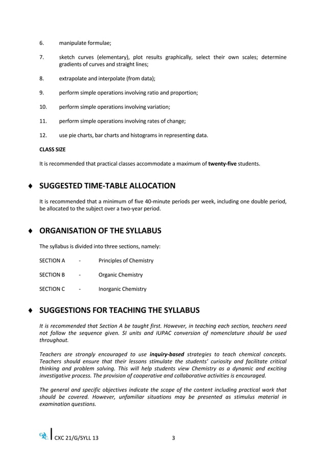 Csec chemistry syllabus 2015 | PDF | Chemistry | Science