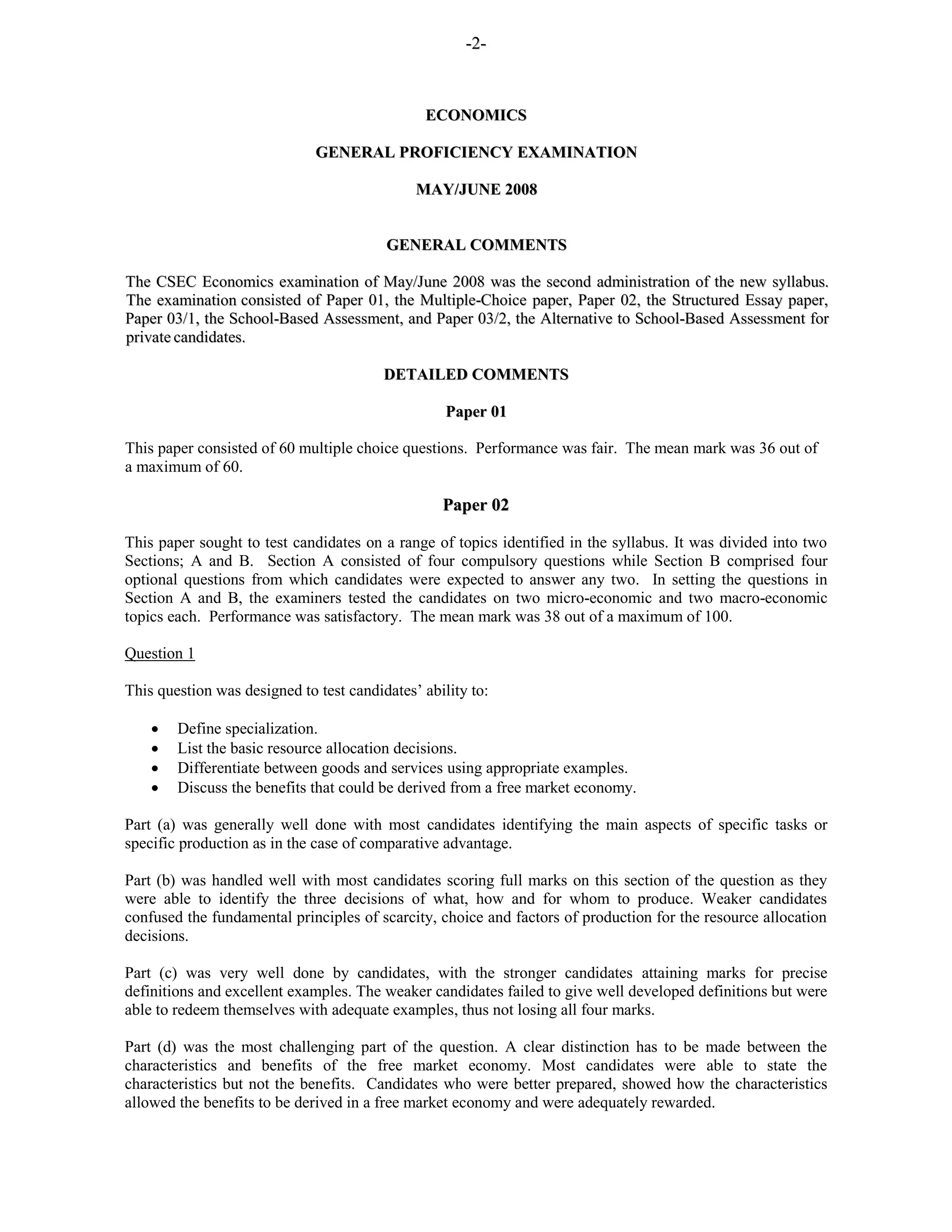 CXC CSEC Syllabus for Economics | PDF