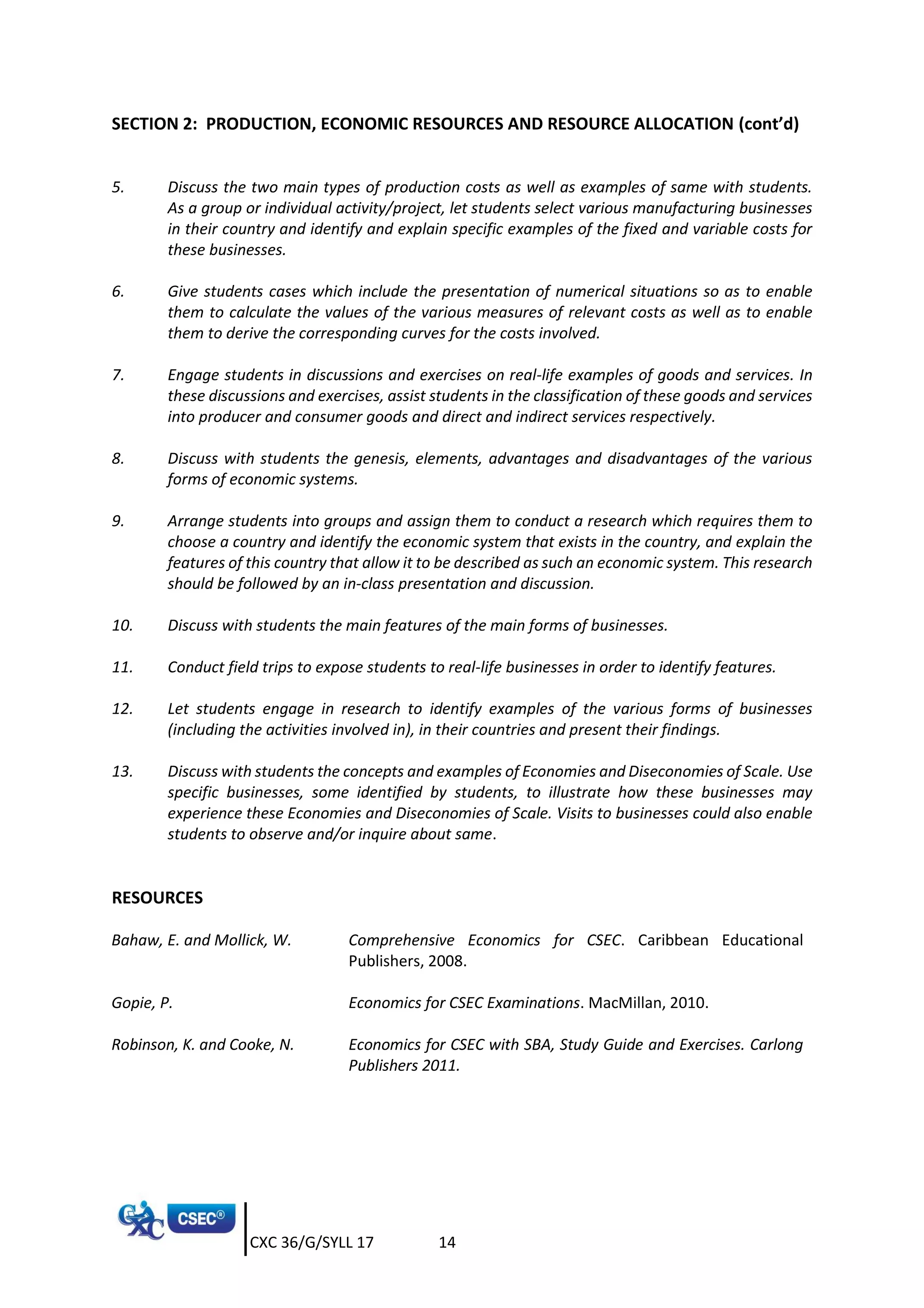 CXC CSEC Syllabus for Economics | PDF | Educational Assessment | Education
