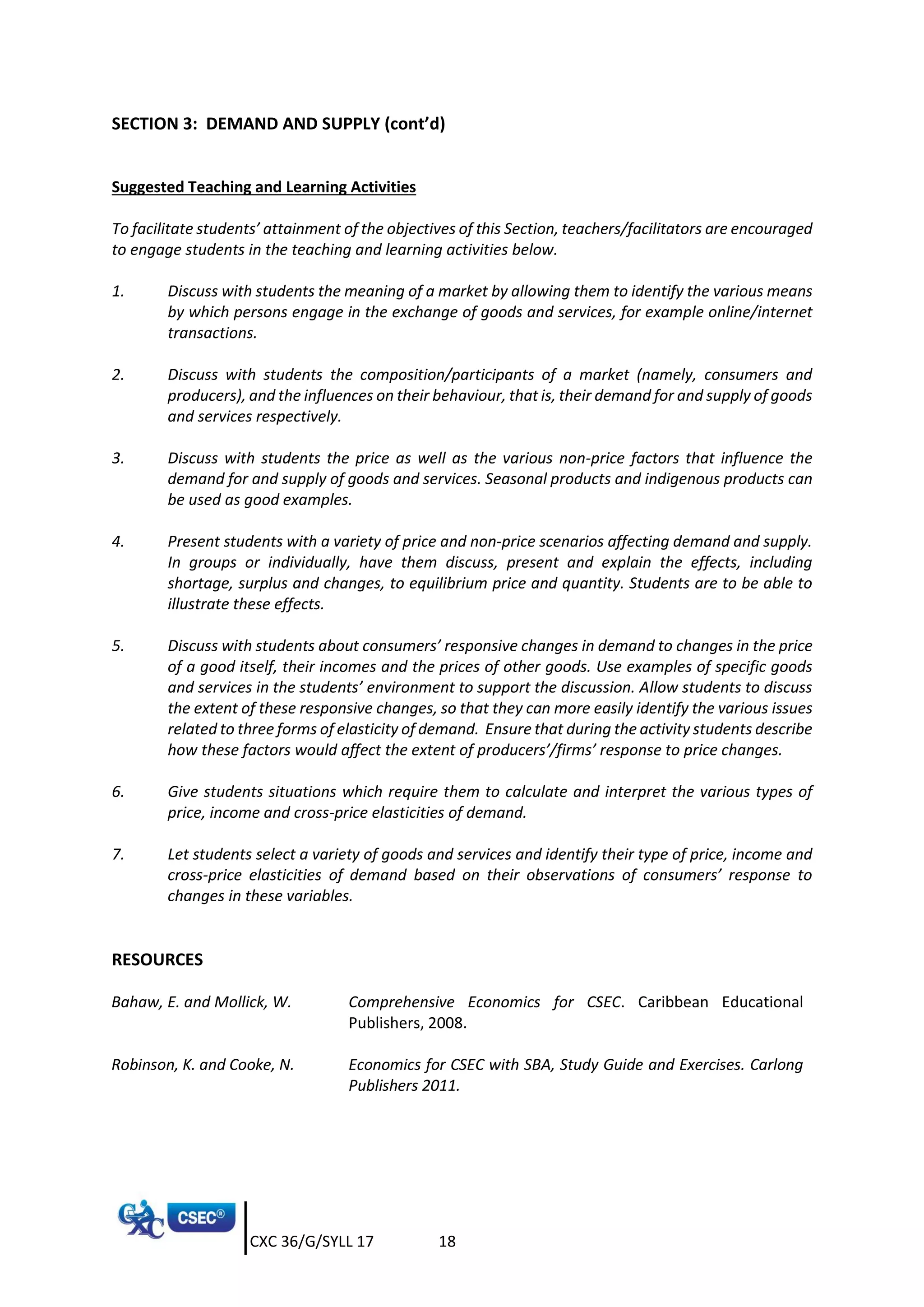 CXC CSEC Syllabus for Economics | PDF | Educational Assessment | Education