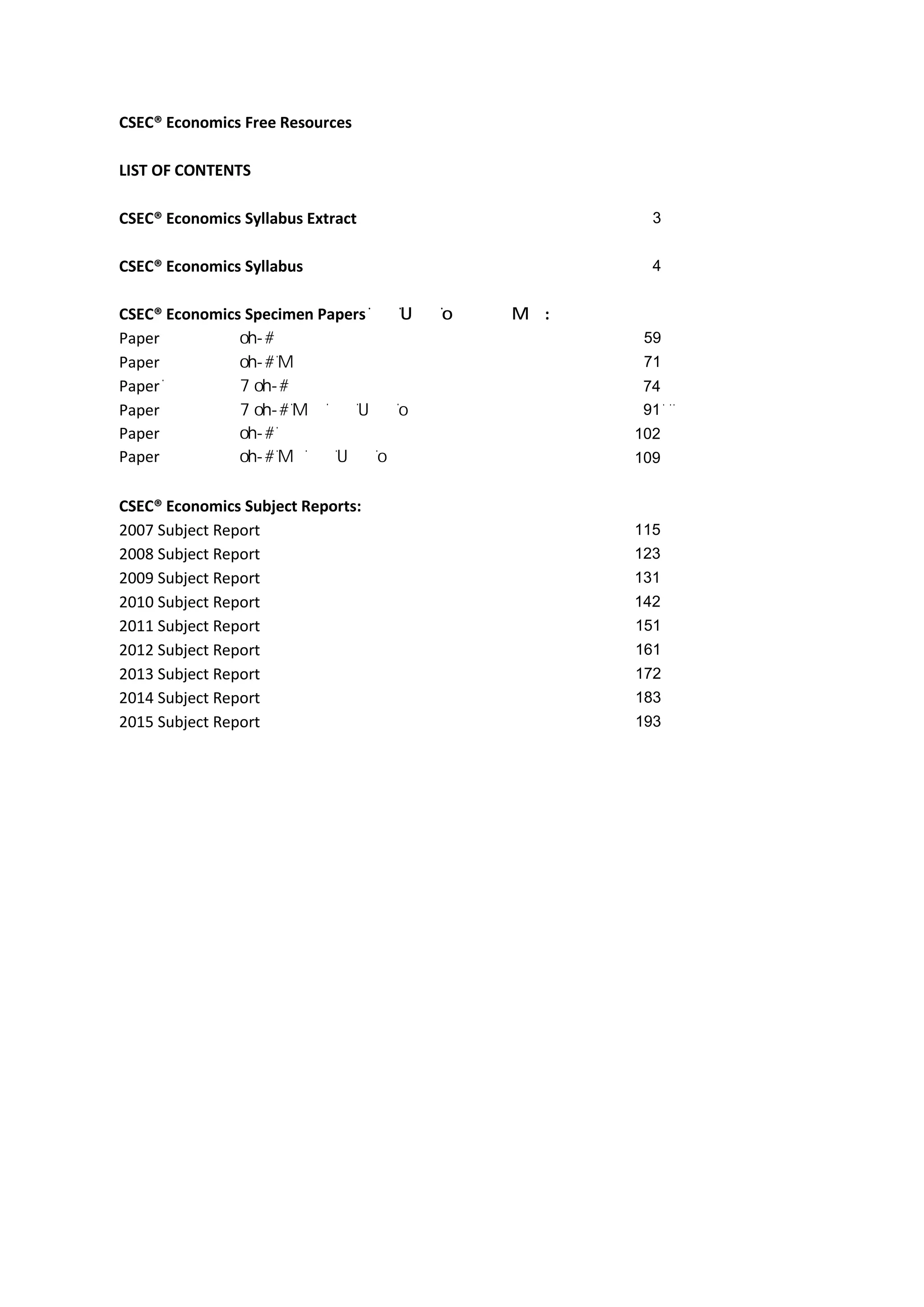 CXC CSEC Syllabus for Economics | PDF