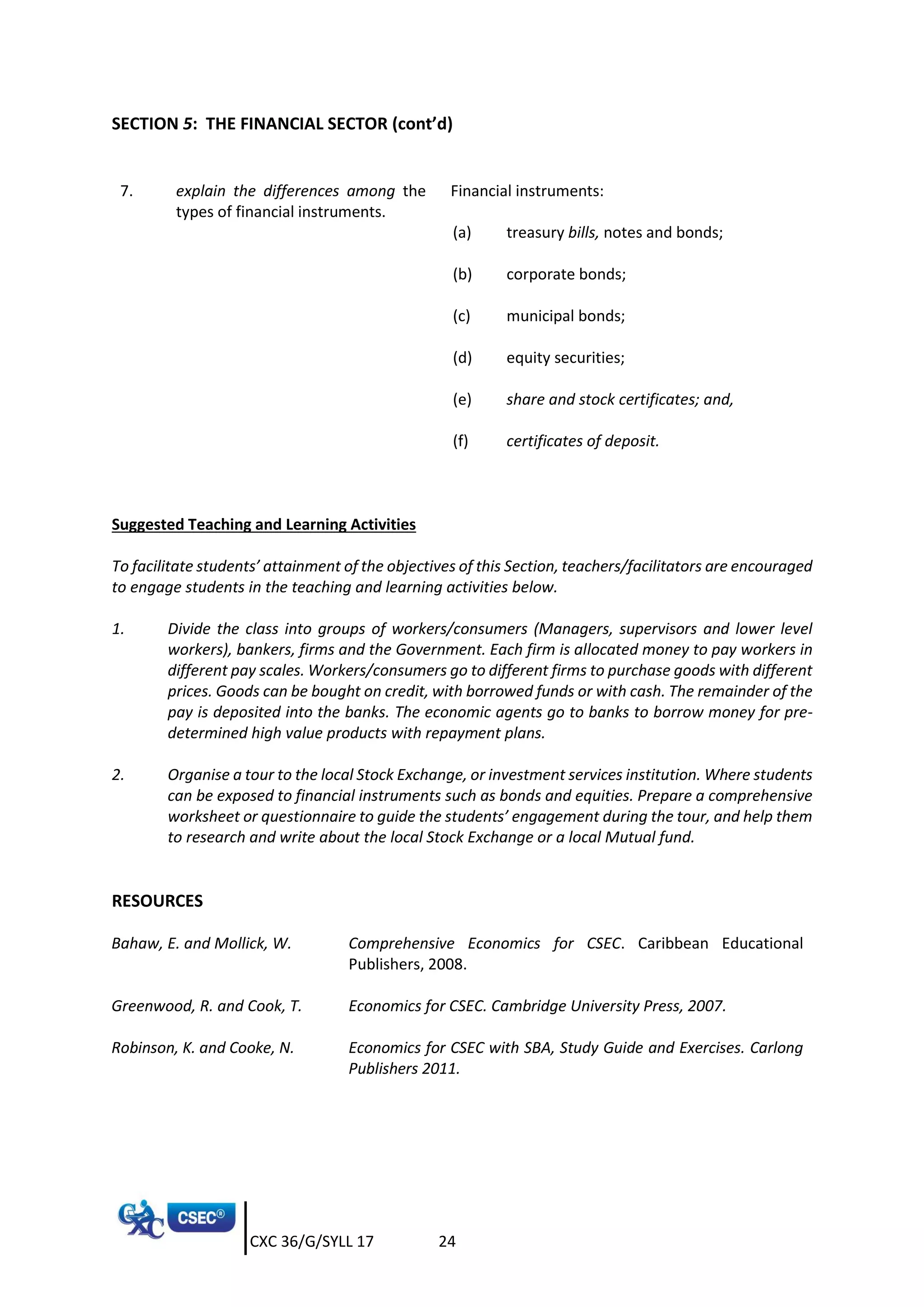 CXC CSEC Syllabus for Economics | PDF | Educational Assessment | Education