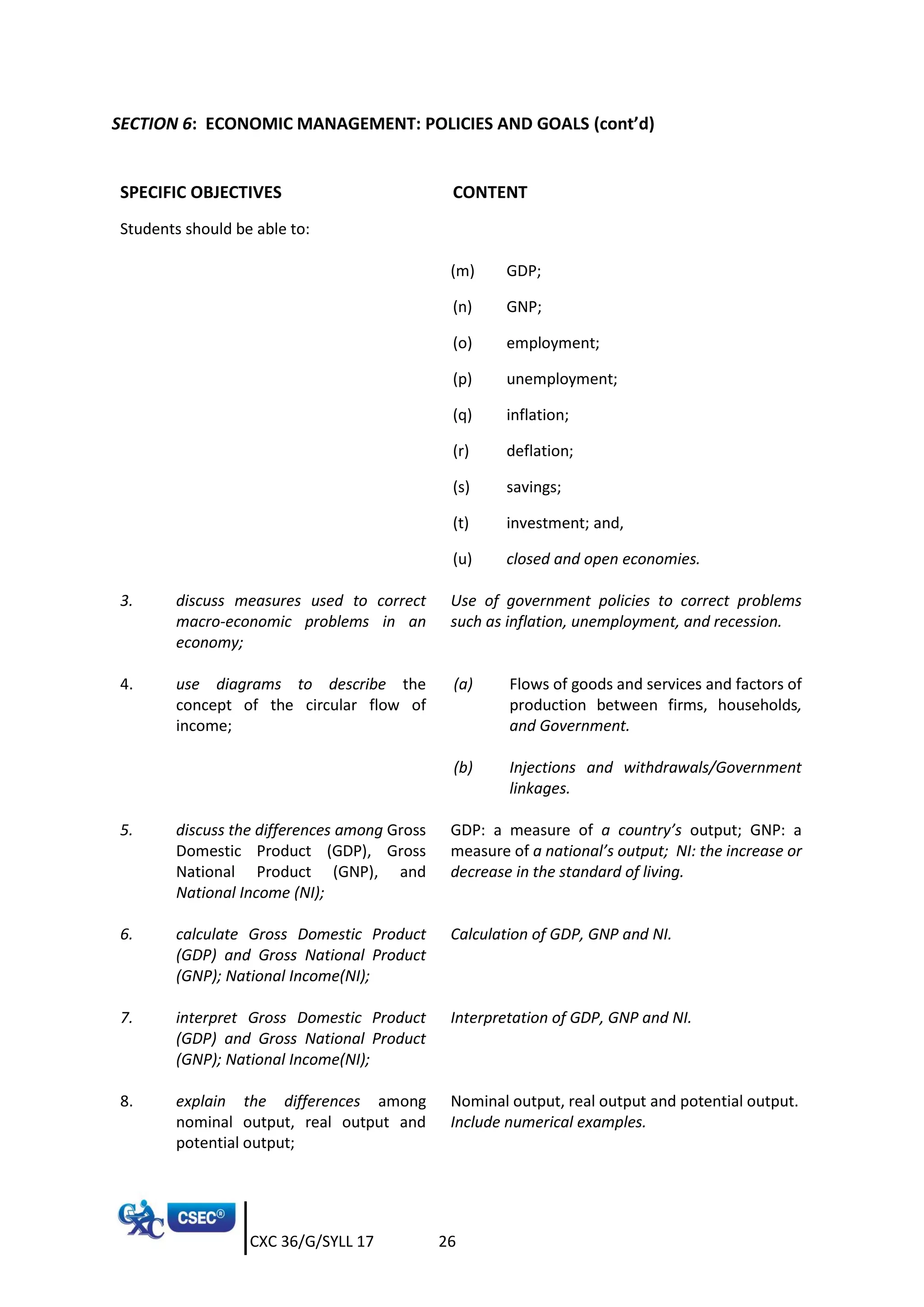 CXC CSEC Syllabus for Economics | PDF | Educational Assessment | Education