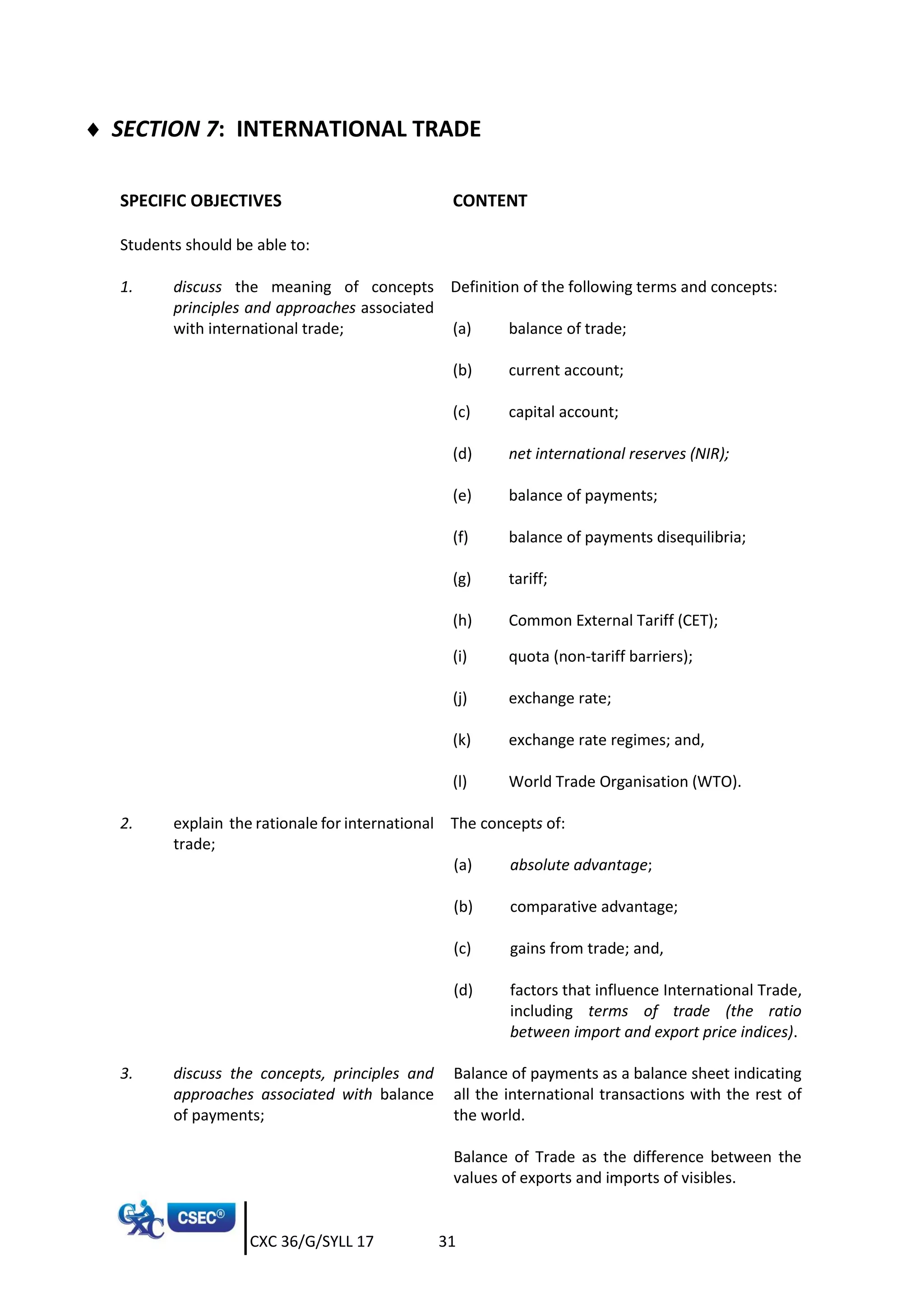CXC CSEC Syllabus for Economics | PDF | Educational Assessment | Education