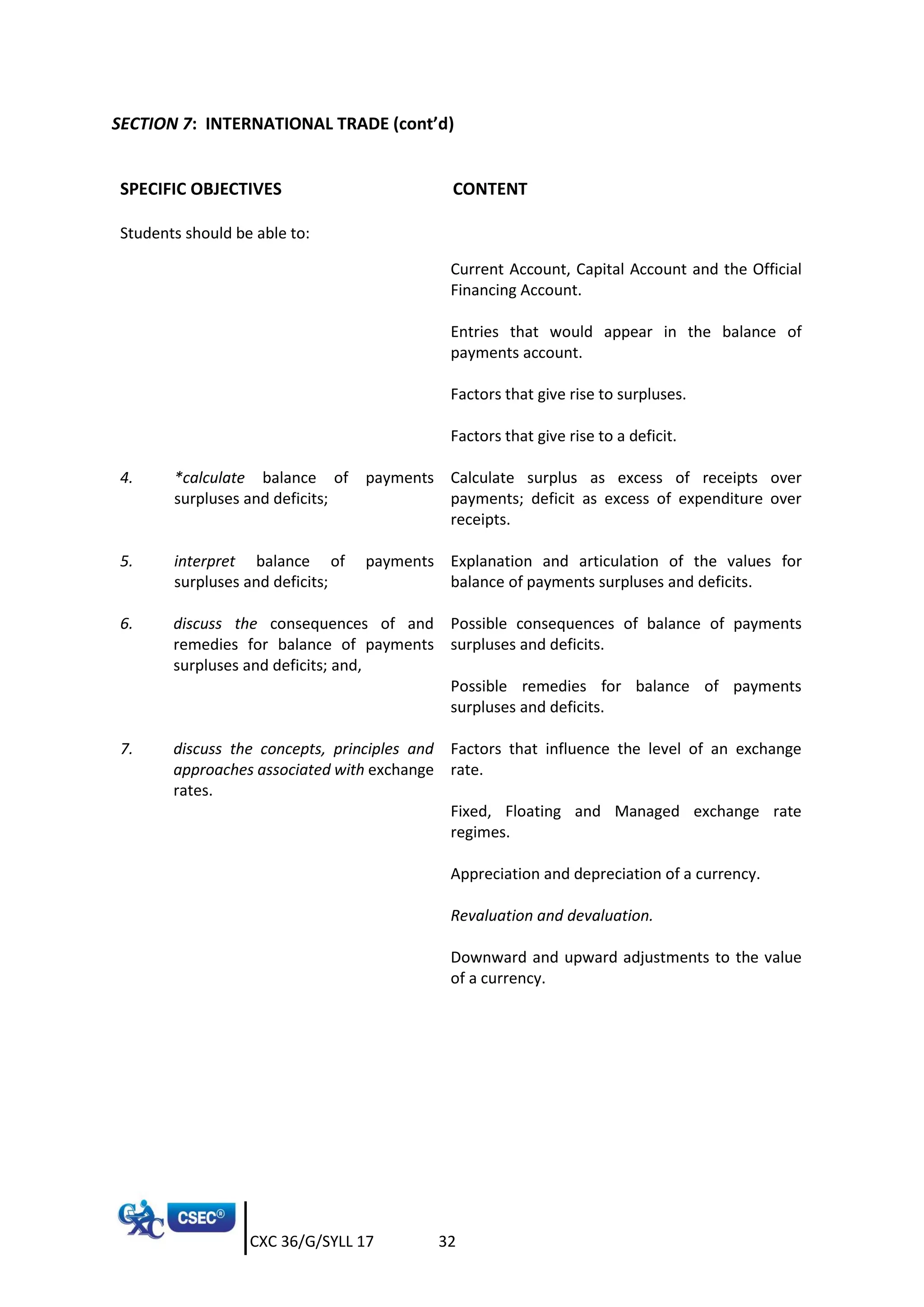 CXC CSEC Syllabus for Economics | PDF