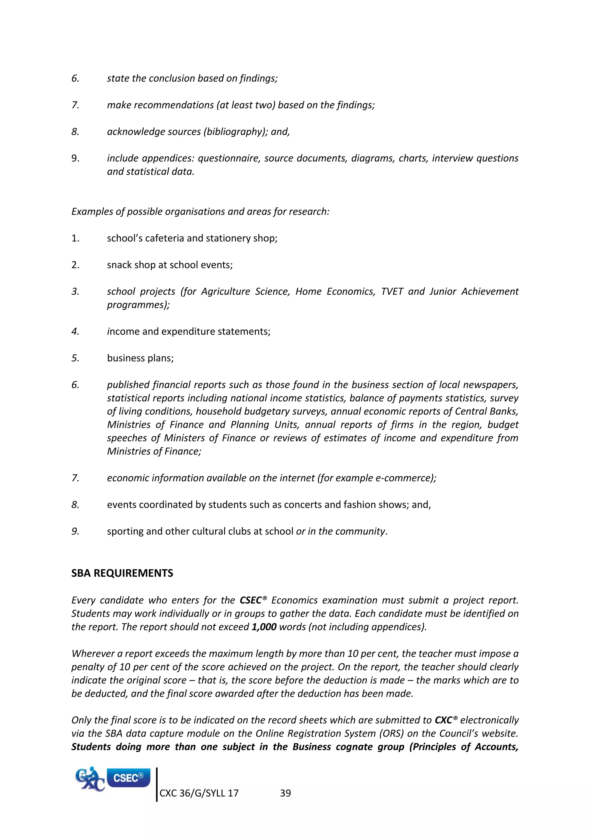 CXC CSEC Syllabus for Economics | PDF