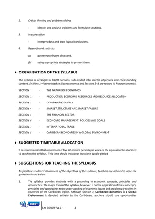 CXC CSEC Syllabus for Economics | PDF