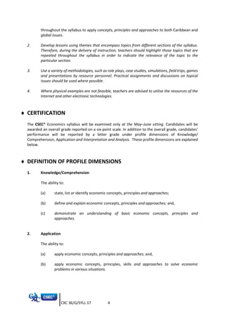 CXC CSEC Syllabus for Economics | PDF