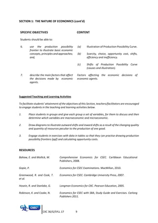 CXC CSEC Syllabus for Economics | PDF