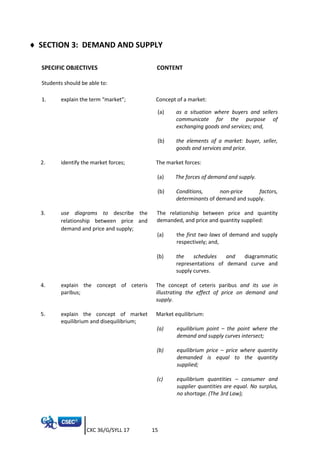 CXC CSEC Syllabus for Economics | PDF