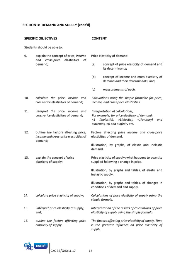 CXC CSEC Syllabus for Economics | PDF | Educational Assessment | Education