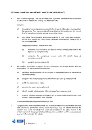 CXC CSEC Syllabus for Economics | PDF