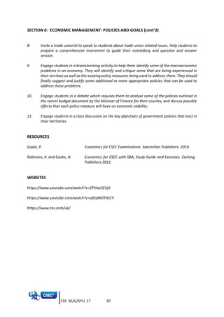 CXC CSEC Syllabus for Economics | PDF