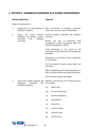 CXC CSEC Syllabus for Economics | PDF