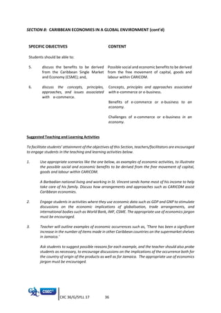 CXC CSEC Syllabus for Economics | PDF