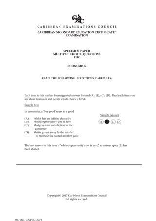 CXC CSEC Syllabus for Economics | PDF