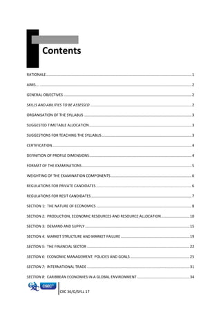 CXC CSEC Syllabus for Economics | PDF