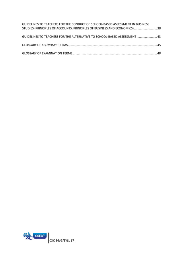 CXC CSEC Syllabus for Economics | PDF | Educational Assessment | Education