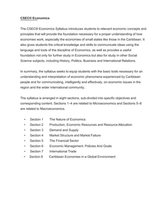 CXC CSEC Syllabus for Economics | PDF