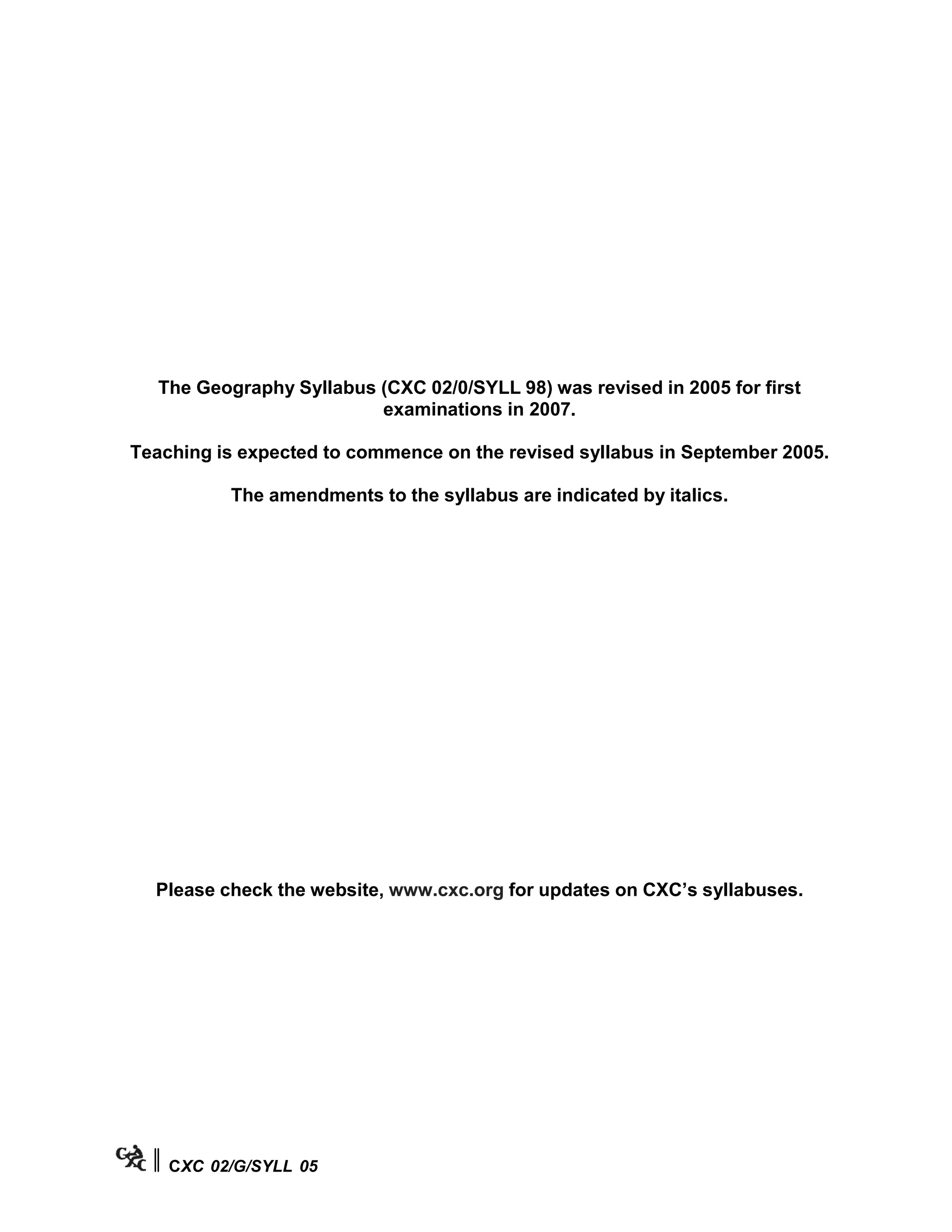 Csec geography syllabus | PDF