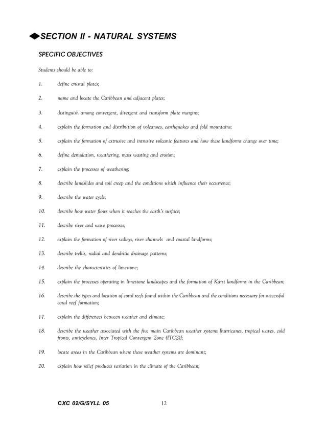 Csec geography syllabus | PDF | Educational Assessment | Education