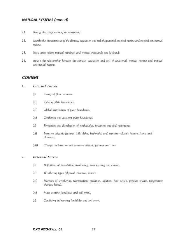 Csec geography syllabus | PDF | Educational Assessment | Education