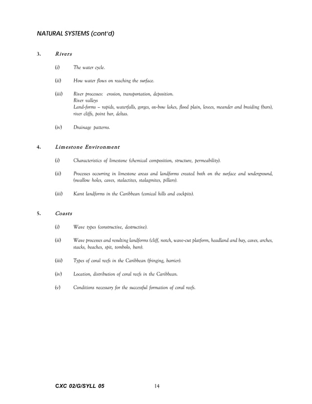 Csec geography syllabus | PDF | Educational Assessment | Education