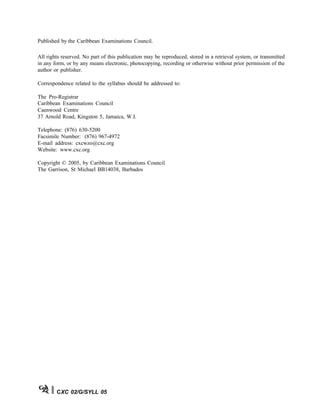 Csec geography syllabus | PDF