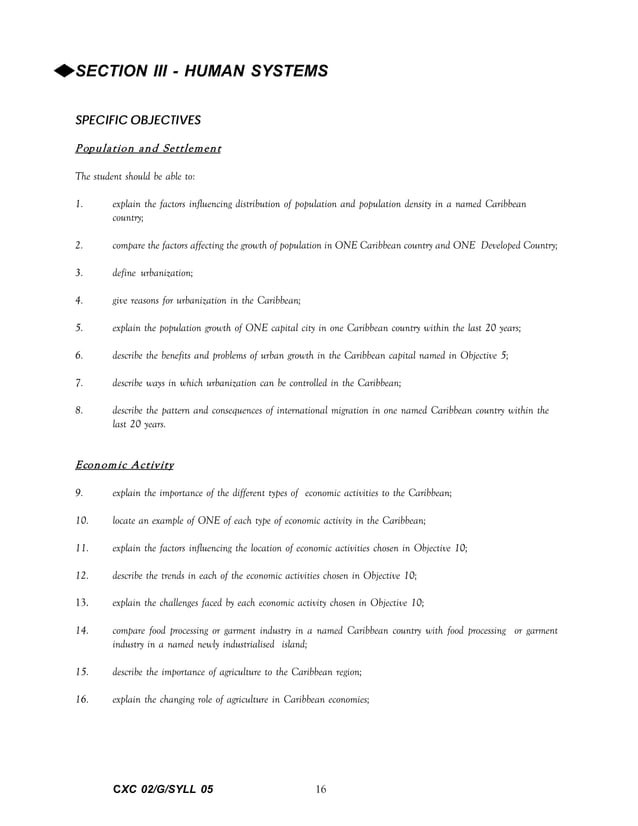 Csec geography syllabus | PDF | Educational Assessment | Education