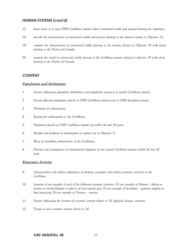 Csec geography syllabus | PDF | Educational Assessment | Education