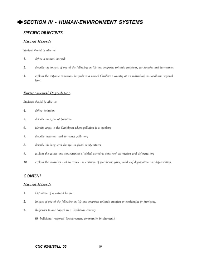 Csec geography syllabus | PDF | Educational Assessment | Education
