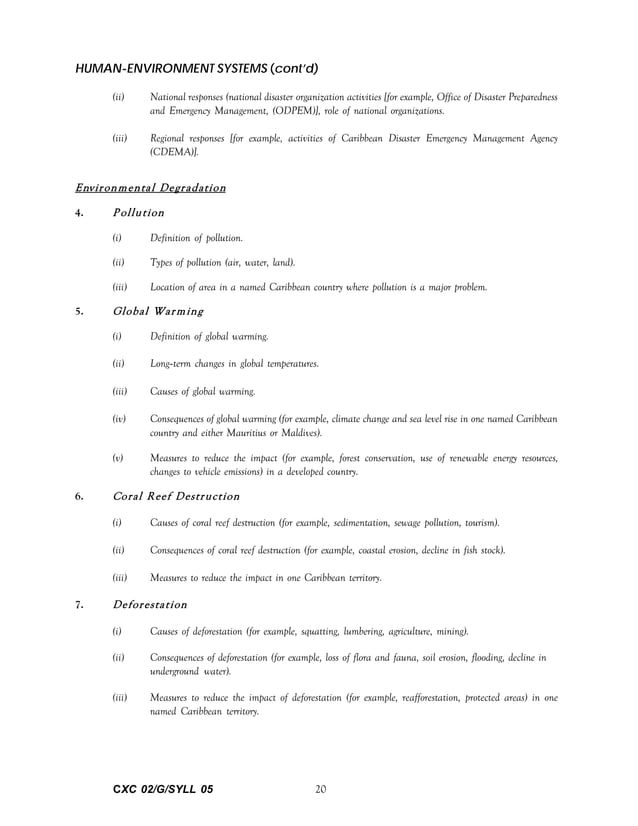 Csec geography syllabus | PDF | Educational Assessment | Education