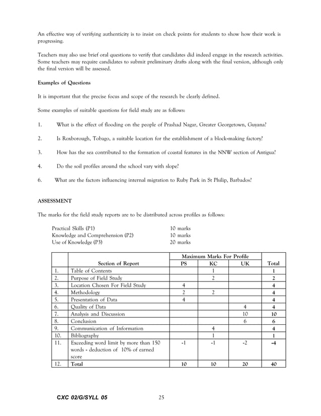 Csec geography syllabus | PDF | Educational Assessment | Education