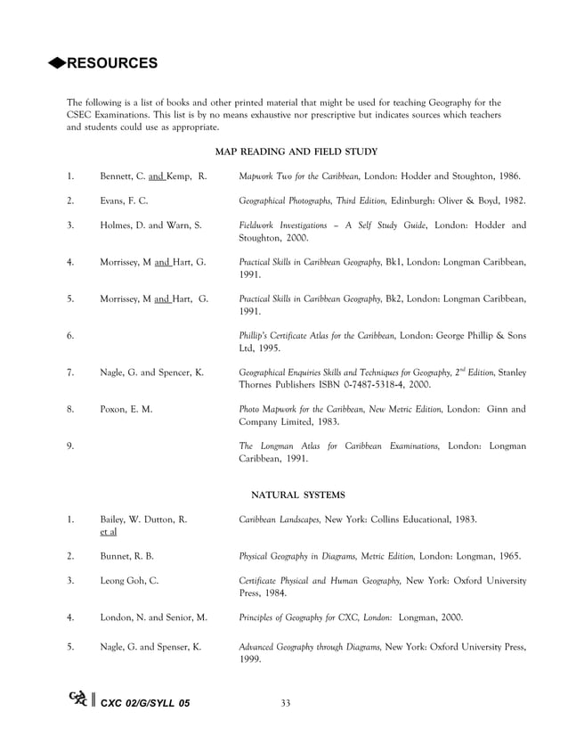 Csec geography syllabus | PDF | Educational Assessment | Education