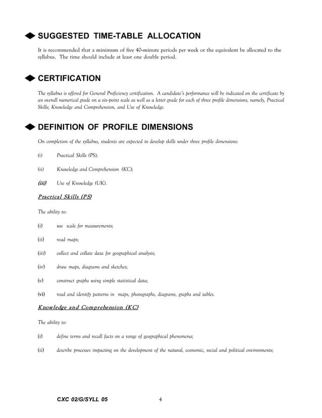 Csec geography syllabus | PDF | Educational Assessment | Education