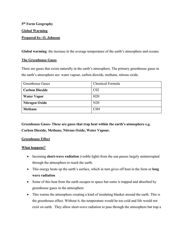 CSEC Geography - Global warming | PDF