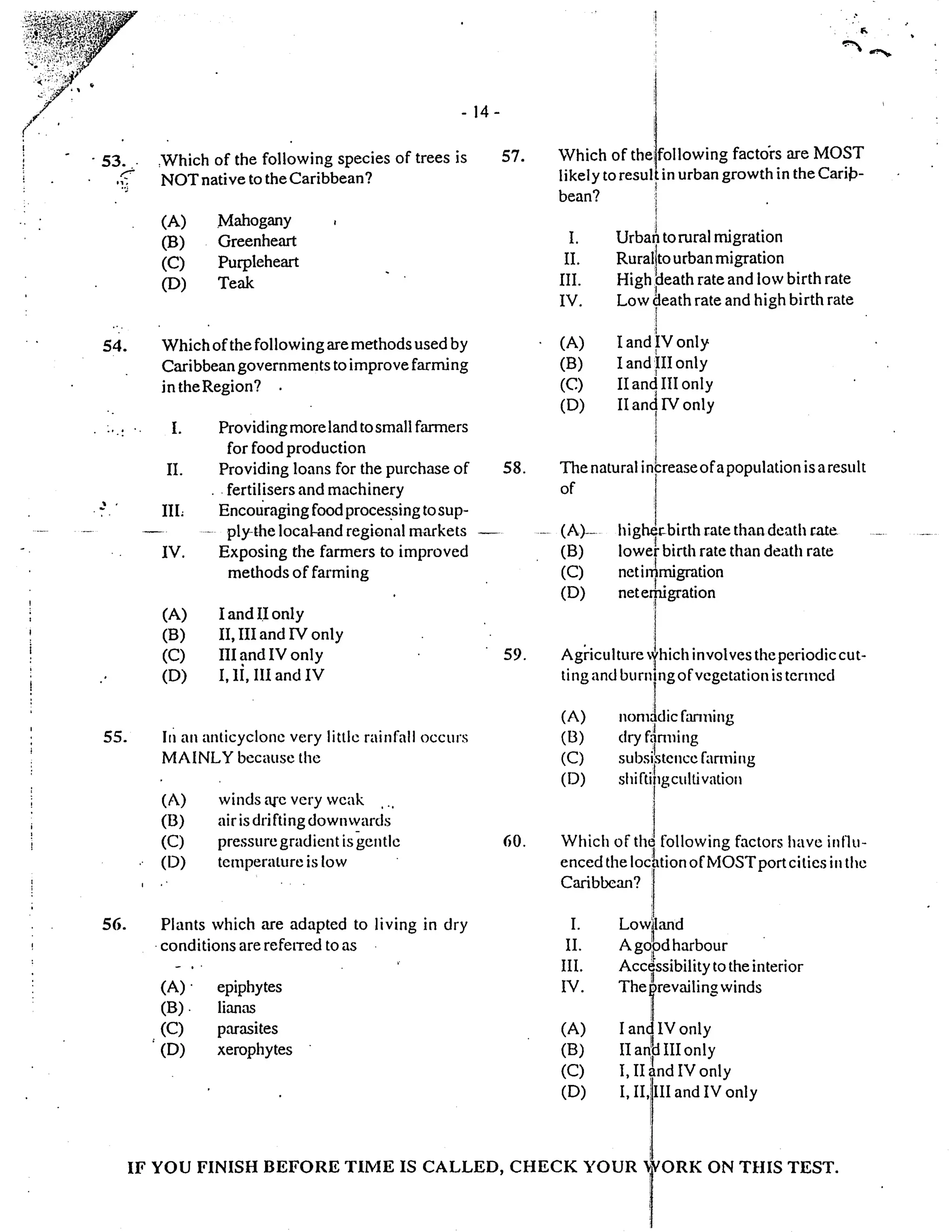 CSEC GEOGRAPHY PAPER 1- 2003 | PDF